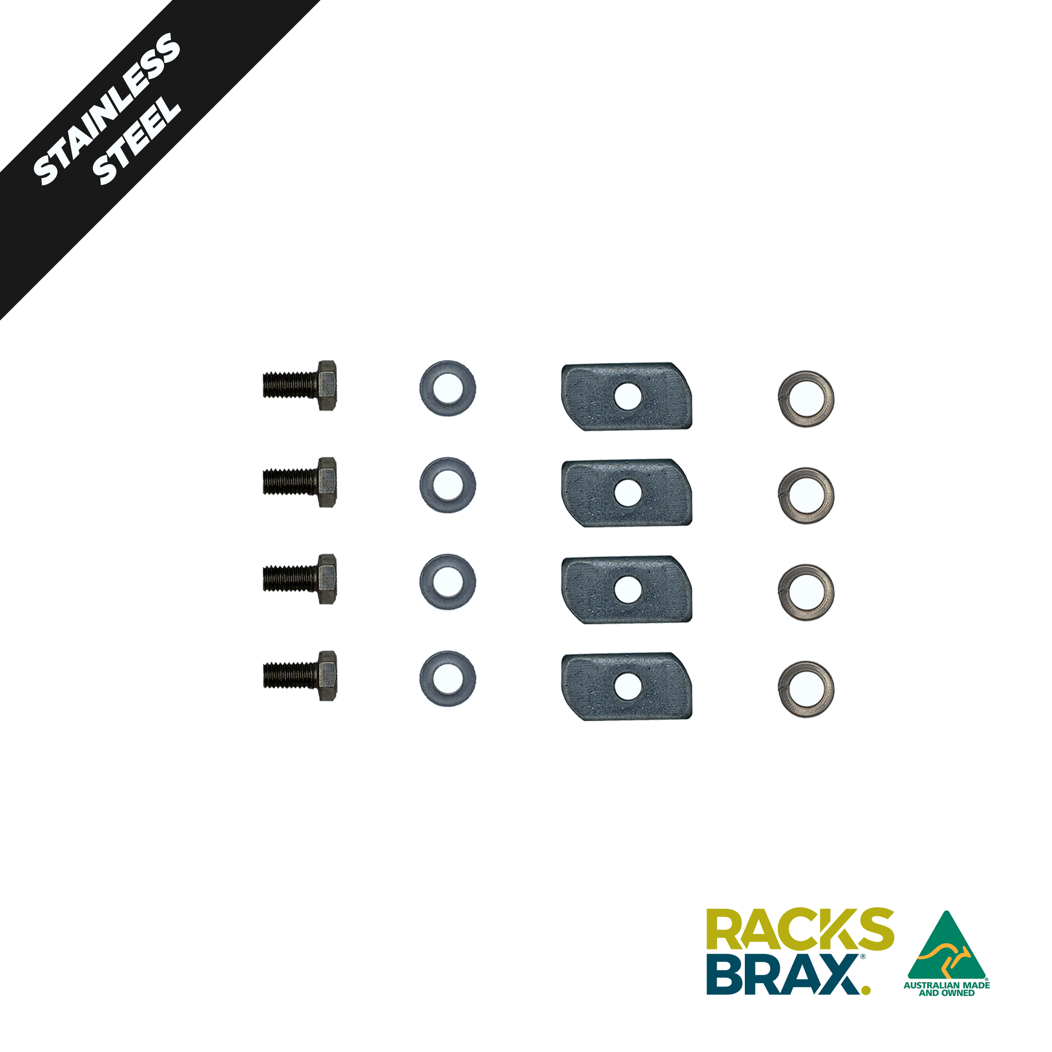 SS304 M8 x 16mm Set Screws (4) and SS304 M8 Strut Nut 35 x 19 x 8 (4 ...